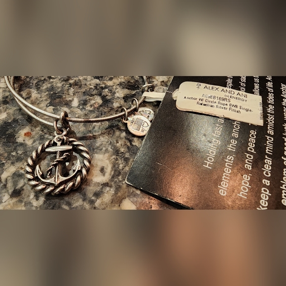 Alex and Ani | Jewelry | Alex And Ani Anchor Rope Bracelet In Black New ...